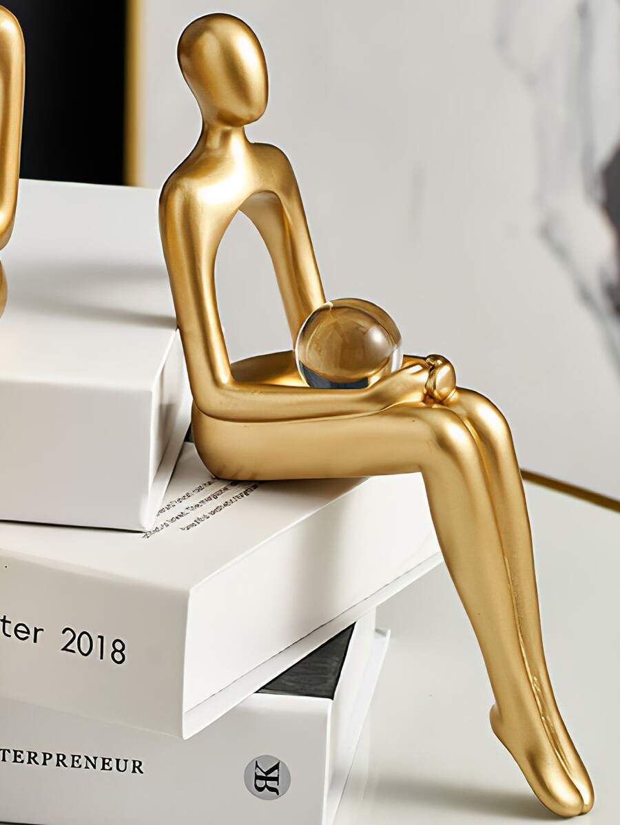 1pc Golden Abstract Sitting Sculpture, Creative Abstract Art Sculpture ...
