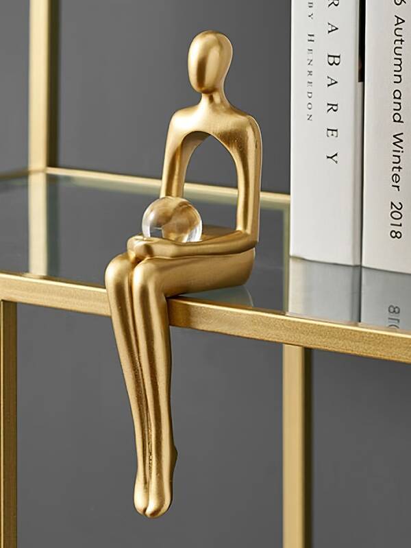 1pc Golden Abstract Sitting Sculpture, Creative Abstract Art Sculpture ...