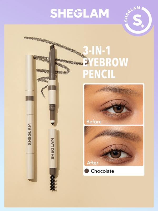 SHEGLAM Brow Goals 3-In-1 Eyebrow Pencil-Chocolate | SHEIN UK