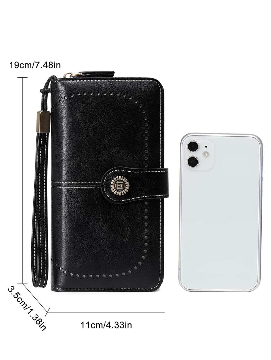 Secure RFID Blocking Long Wallet - Large Capacity Vintage Coin Purse ...