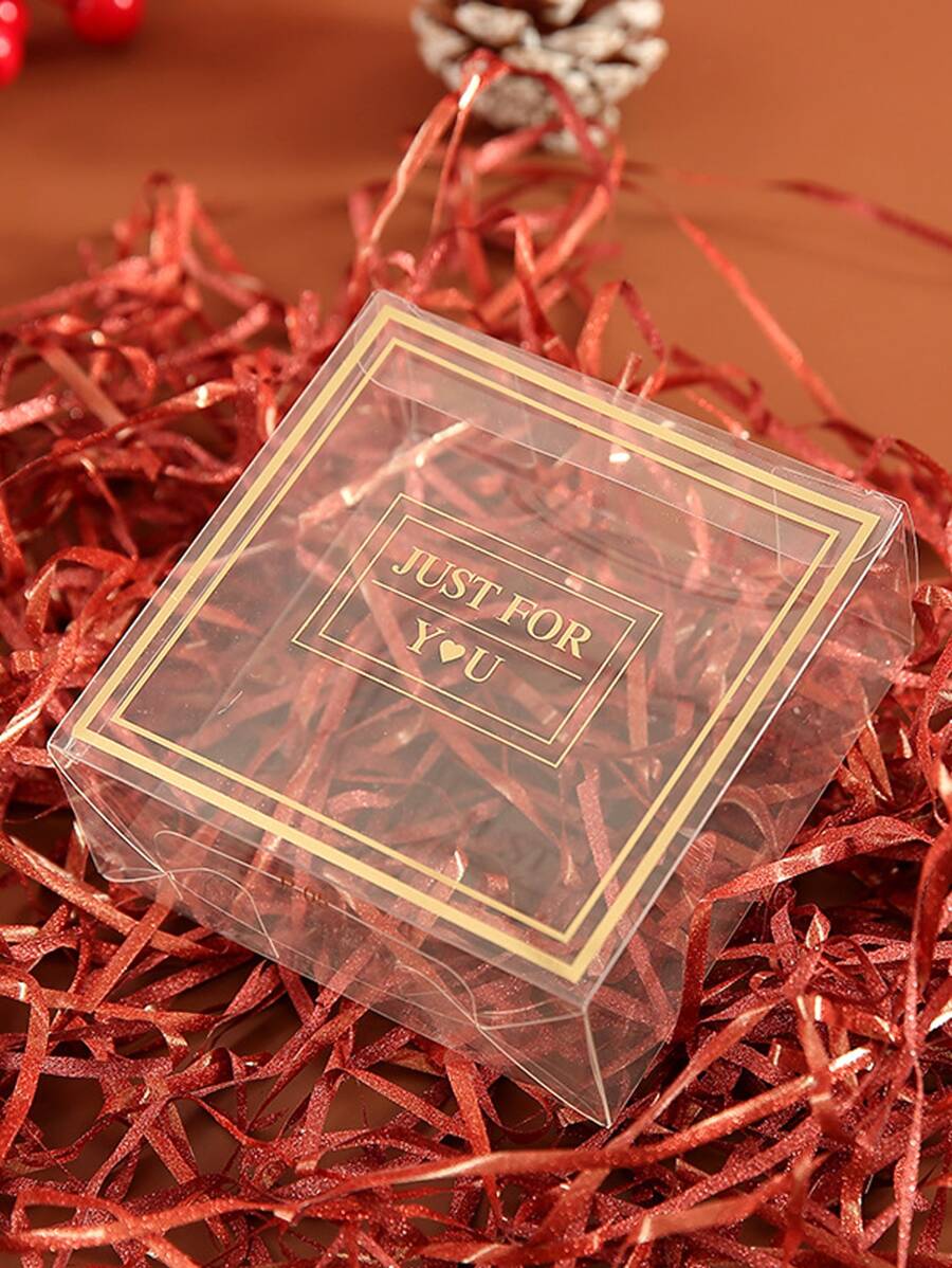 5pcs Slogan Graphic Gift Box, Simple Clear PVC Gift Wrapping Box For ...