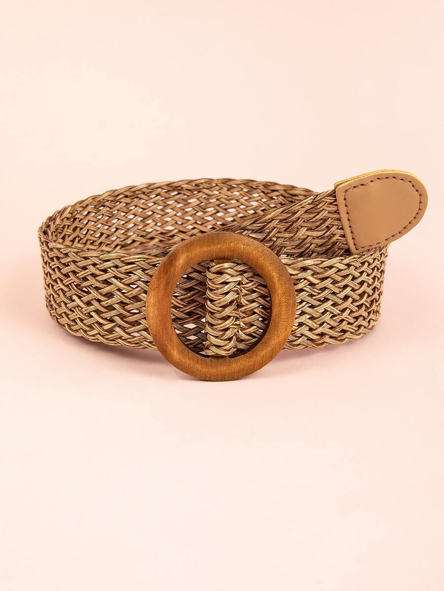 Round Buckle Straw Belt | SHEIN USA
