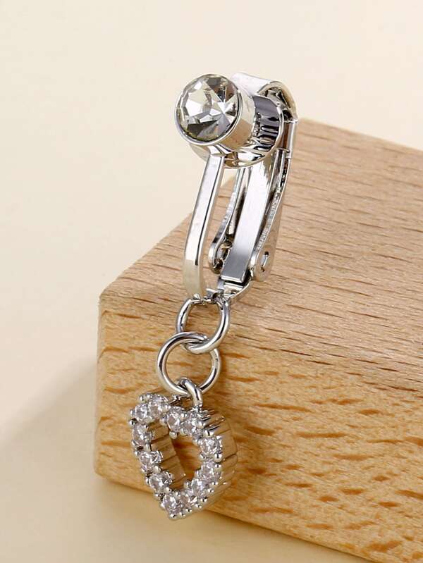 Stainless Steel, Rhinestone Heart Decor Navel Belly Ring For Women And ...