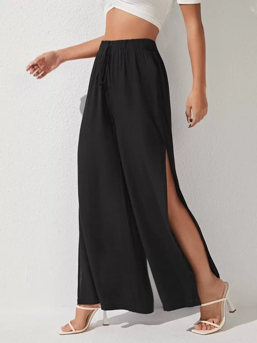 SHEIN PETITE Split Thigh Wide Leg Pants | SHEIN USA