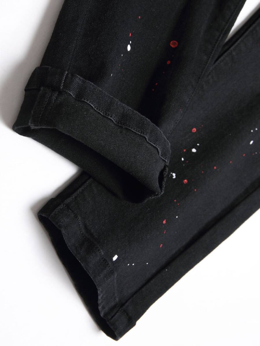 Manfinity Men Heart & Paint Drip Print Jeans | SHEIN USA