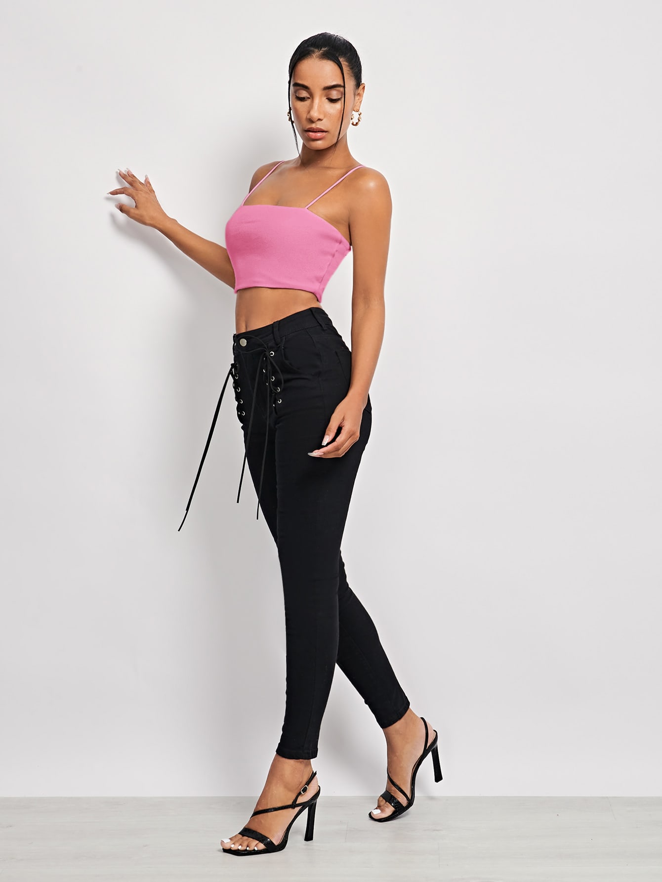 Evolushein Solid Cami Crop Top Shein Uk