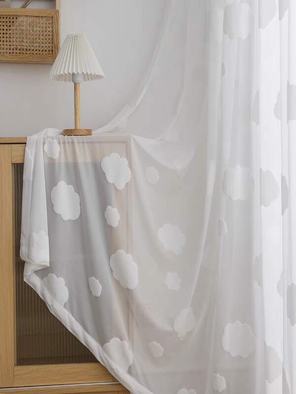 Cloud Design Single Panel Sheer Curtain | SHEIN UK