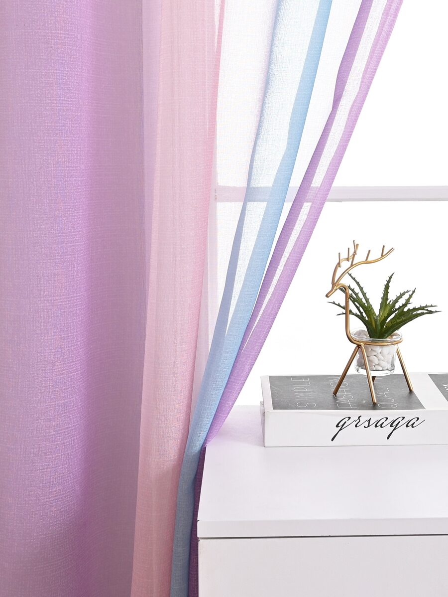 1pc Ombre Single Panel Sheer Curtain, Gradient Color Mesh Curtain For ...