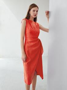 MOTF PREMIUM 100% LINEN WRAP DRESS | SHEIN USA