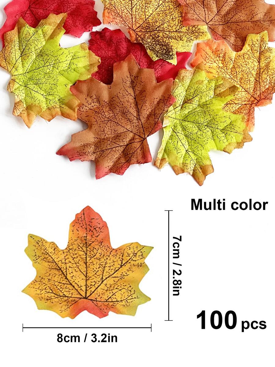 100pcs Mixed Color Artificial Maple Leaf, Plastic Fake Maple Leaf For ...