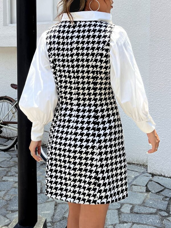 SHEIN Qutie Houndstooth Print Dual Pocket Dress Without Blouse for Sale ...