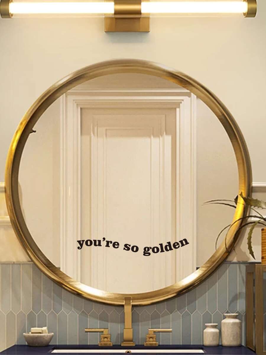 1pc Black Slogan Mirror Wall Decoration Sticker,Stickers,Wall Decal ...