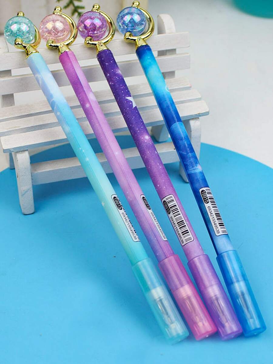 4pcs Sparkling Starry Glass Planet Gel Pens - Add a Magical Touch To ...