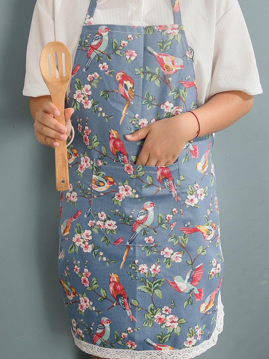 1pc Bird & Floral Print Apron | SHEIN EUR