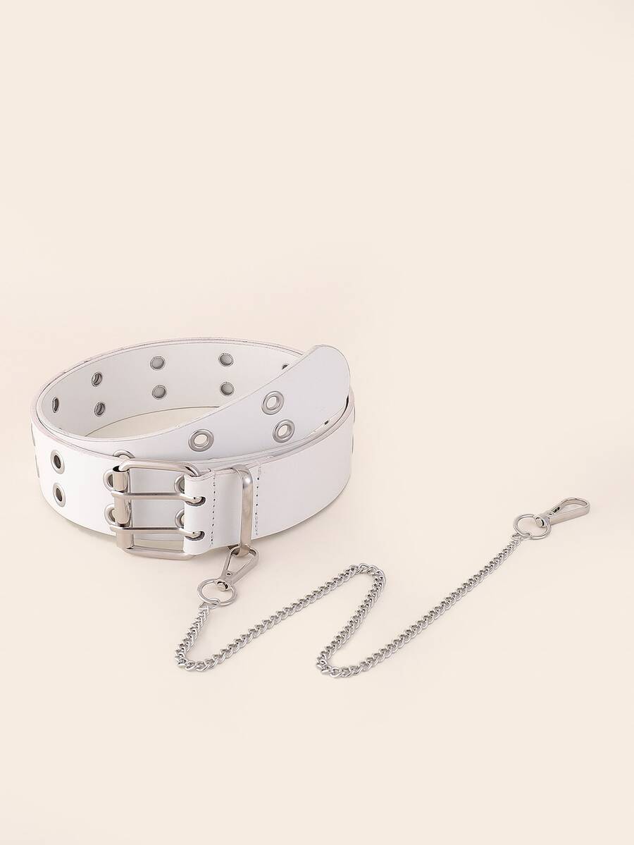 Chain & Grommet Eyelet Decor Square Buckle Belt for Sale Australia| New ...