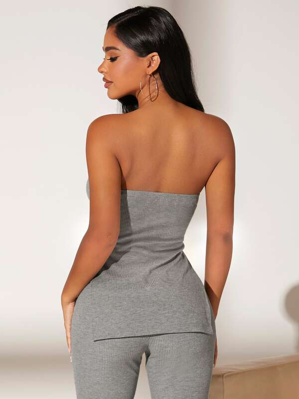 Shein Sxy Tube Top Mit Schlitz Am Saum Rippenstrick Shein Schweiz