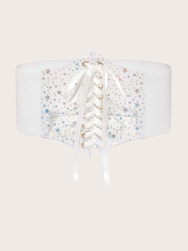 Star Pattern Lace Up Front Corset Belt Shein Usa