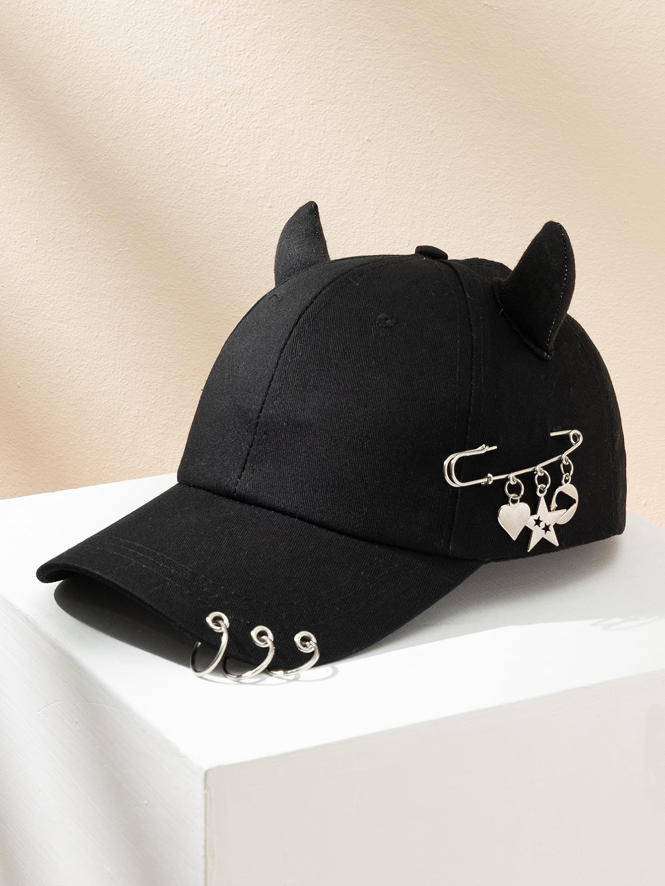 Men Star & Horns Decor Baseball Cap