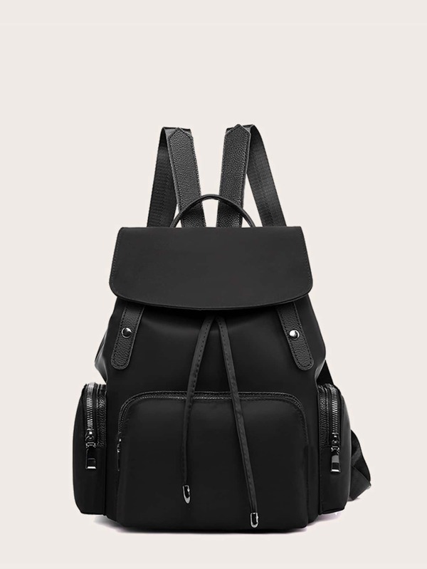 Minimalist Drawstring Decor Flap Backpack | SHEIN USA