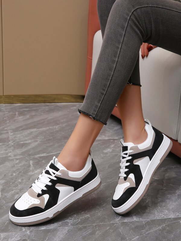 Color Block Lace-up Front Skate Shoes | SHEIN USA