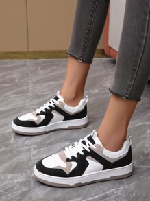 Color Block Lace-up Front Skate Shoes | SHEIN USA