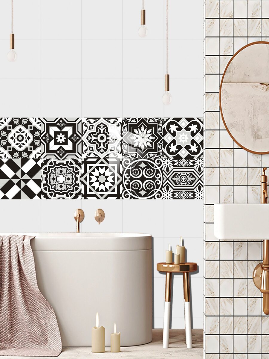 10pcs Mixed Pattern Peel And Stick Backsplash Tile, Self Adhesive Wall ...