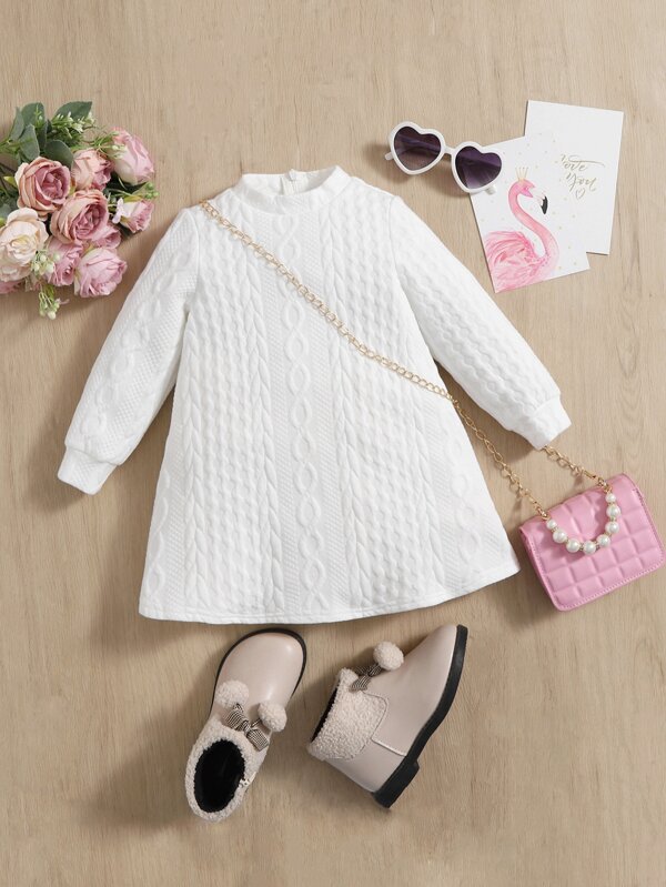 SHEIN Baby Textured Mock Neck Dress | SHEIN USA