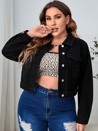 Plus Size Denim Jackets | Fashion Plus Size Denim Jackets | SHEIN USA