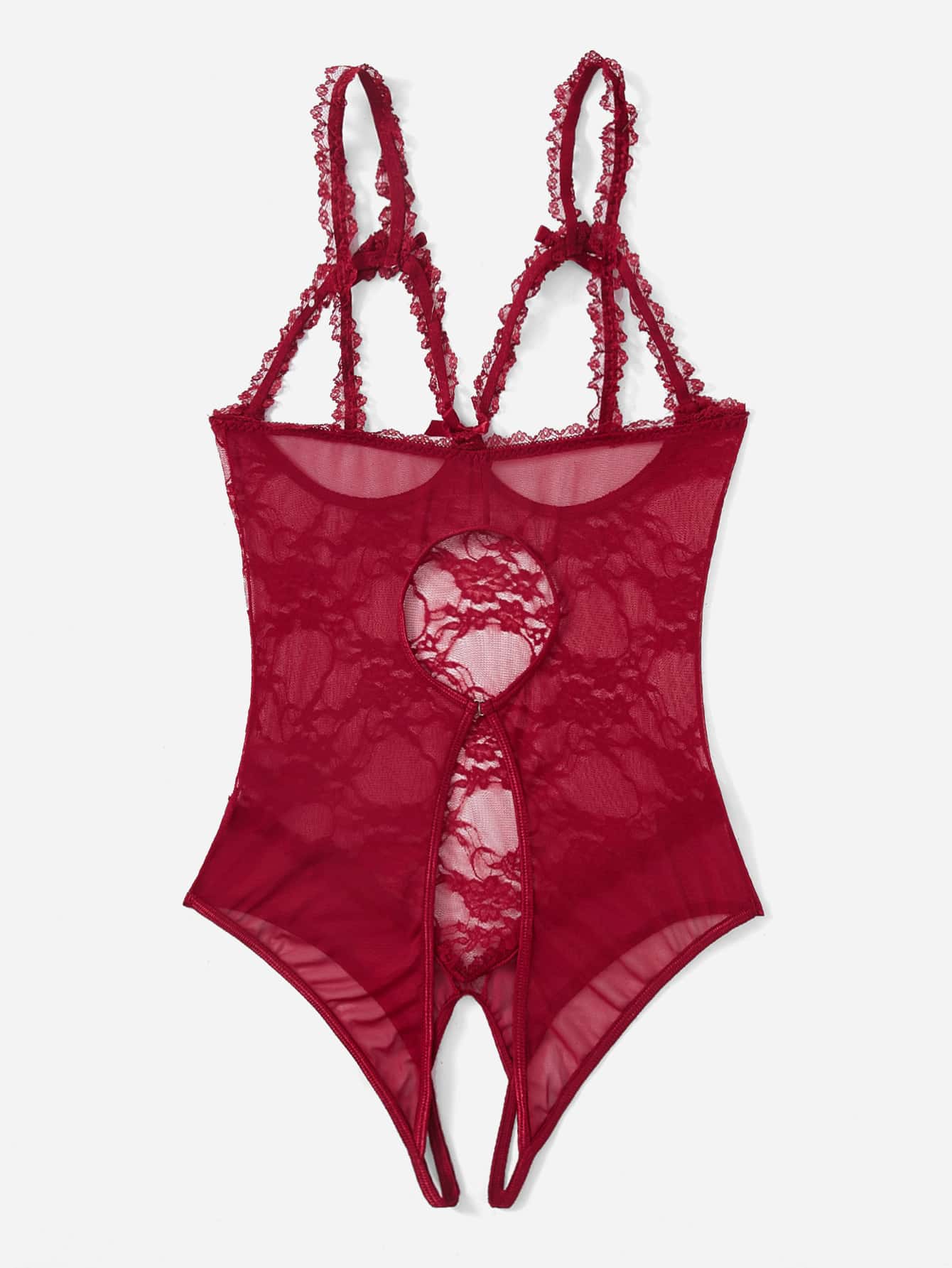 Cut Out Sheer Mesh Teddy Bodysuit | SHEIN