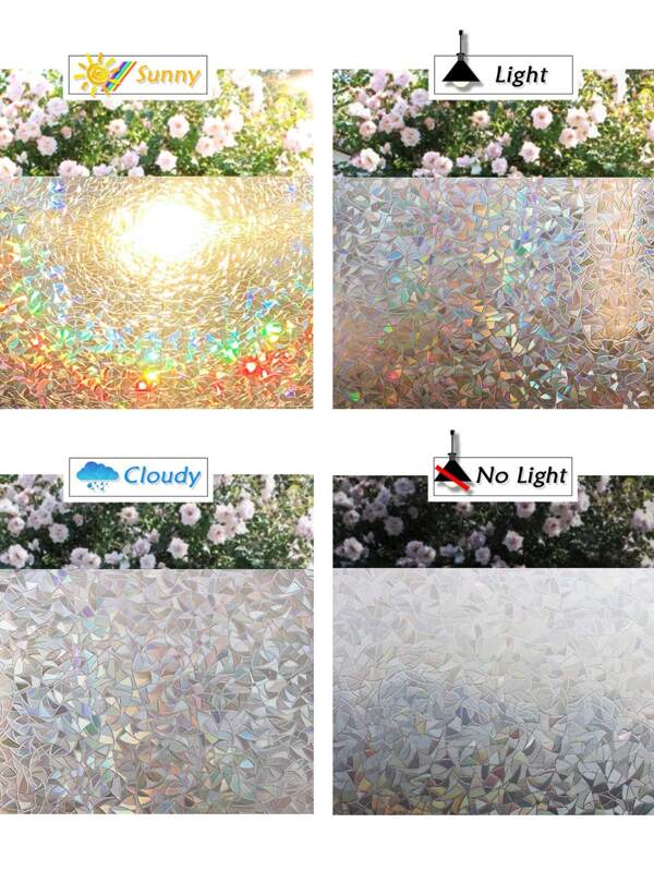 1pc Window Privacy Film, Rainbow Static Cling, Stained Glass Film ...