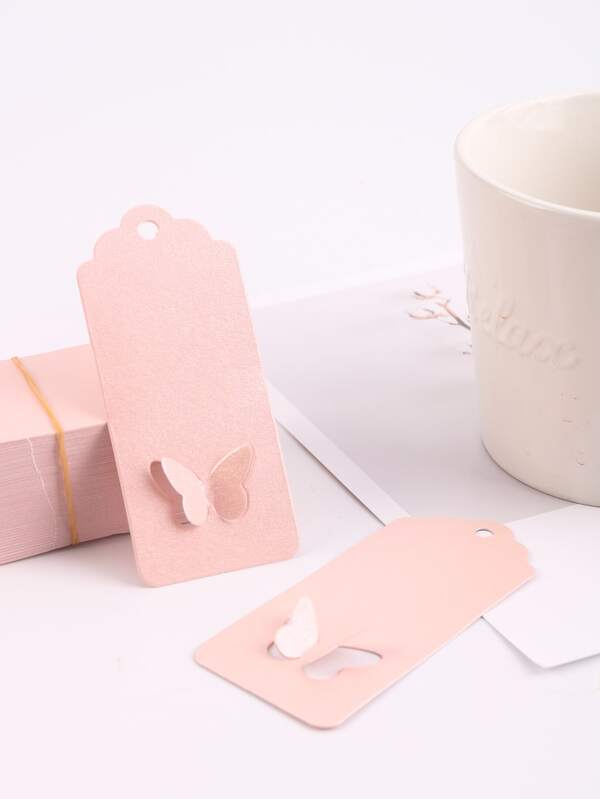 100pcs Hollow Out Paper Gift Wrapping Tag,Creative Pink Butterfly ...