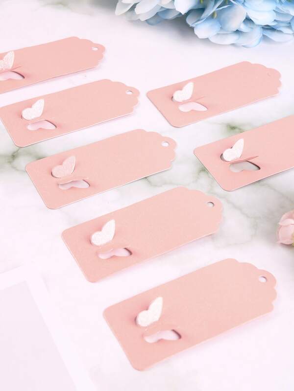 100pcs Hollow Out Paper Gift Wrapping Tag,Creative Pink Butterfly ...