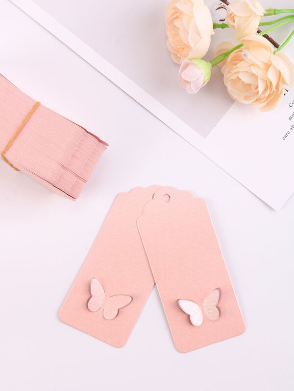 100pcs Hollow Out Paper Gift Wrapping Tag,Creative Pink Butterfly ...