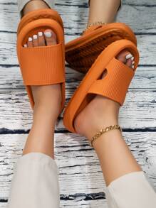 Cut Out Detail Single Band Slides | SHEIN USA