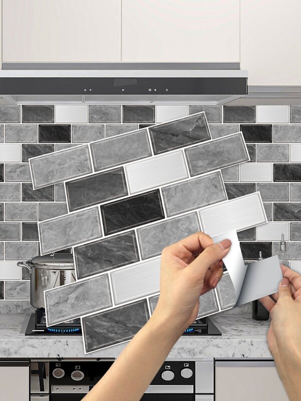 2pcs Self-Adhesive Wall Sticker, Brick Pattern Waterproof Kitchen ...