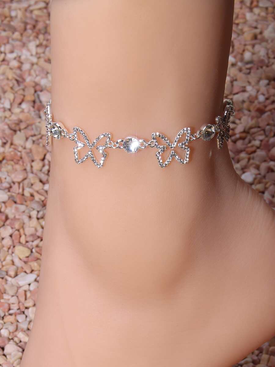 Rhinestone Butterfly Decor Anklet | SHEIN USA