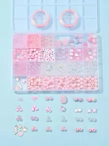 1box Pink Bead & Pendant DIY Jewelry Accessory Bracelet Making Kit ...