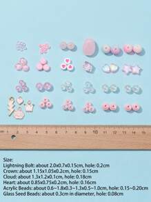 1box Pink Bead & Pendant DIY Jewelry Accessory Bracelet Making Kit ...