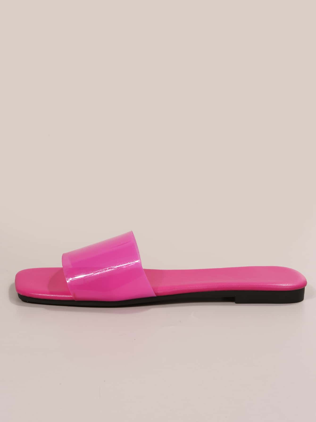 Funky Hot Pink Slide Sandals For Women, Single Band PVC Sandals | SHEIN USA