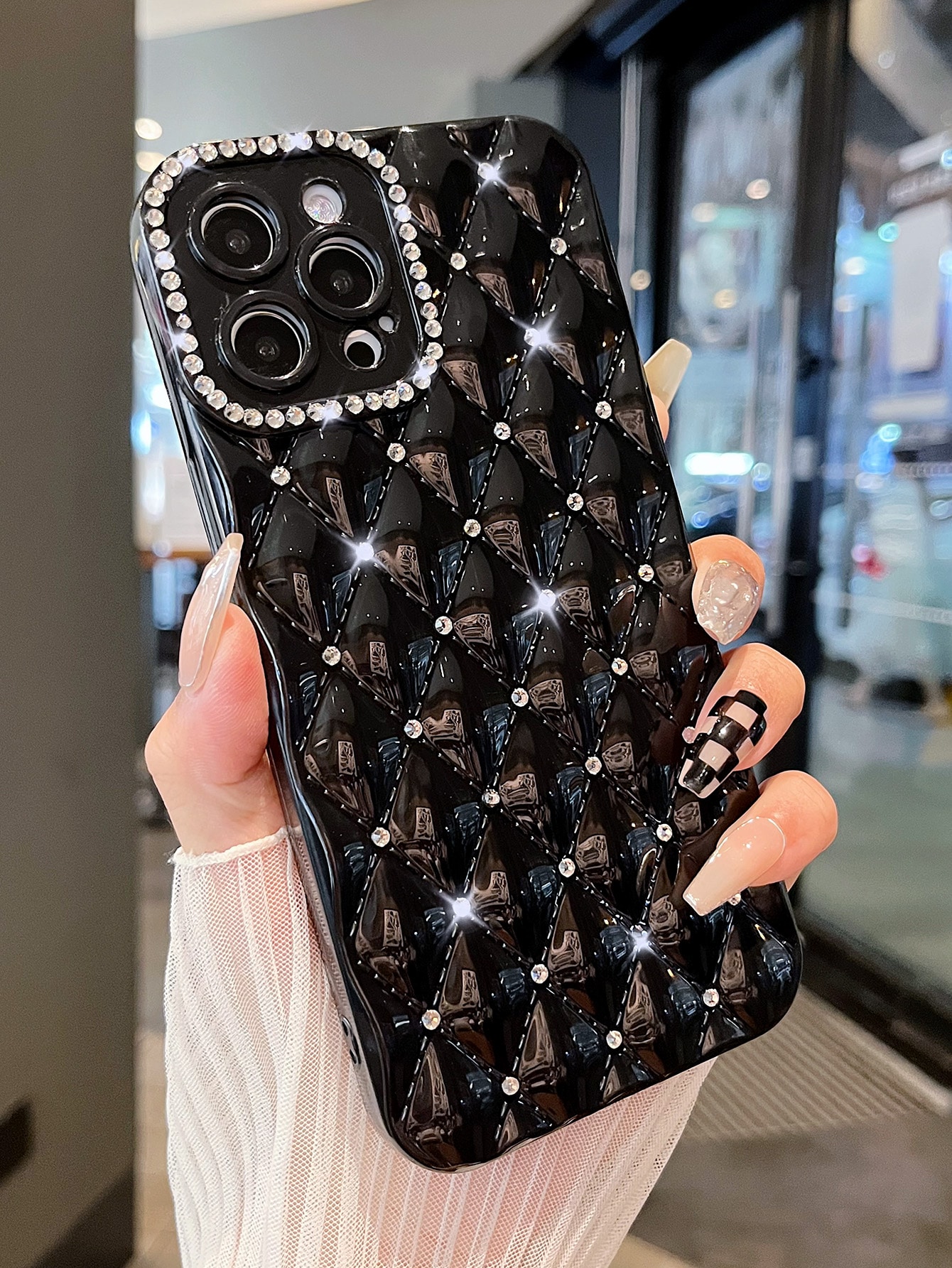 Rhinestone Decor Phone Case