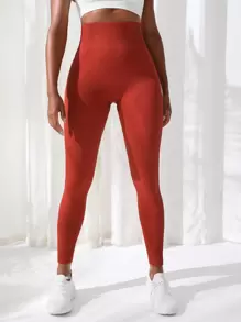 Easithlete Yoga Tights Seamless Rib-Knit Tummy Control Sports Leggings ...