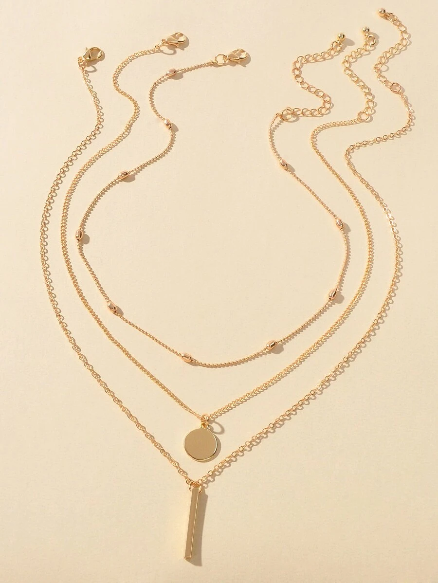 3pcs Round Pendant Necklace | SHEIN USA