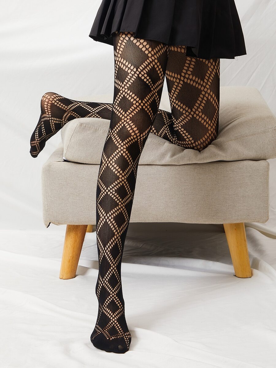 Geometric Pattern Fishnet Tights | SHEIN UK