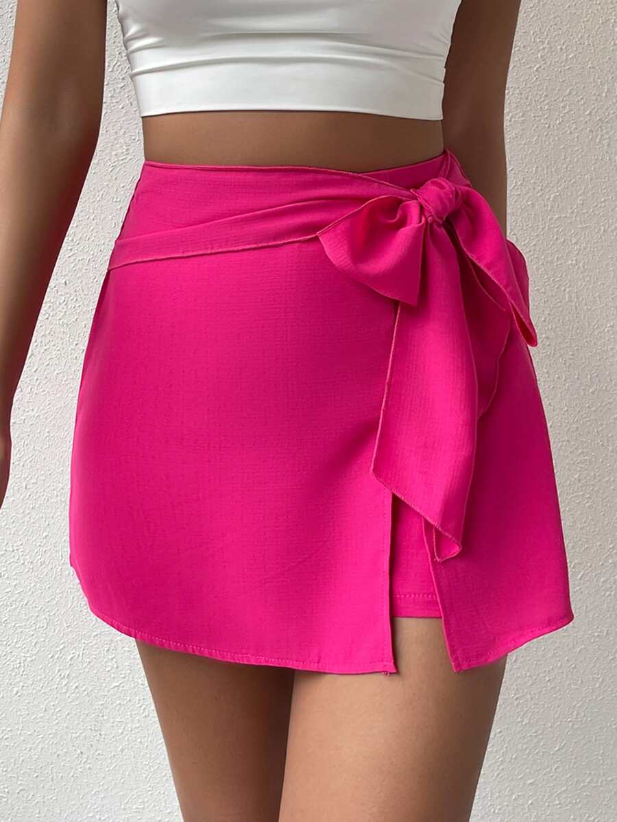 Chiquease Zip Back Knot Front Skort | SHEIN USA