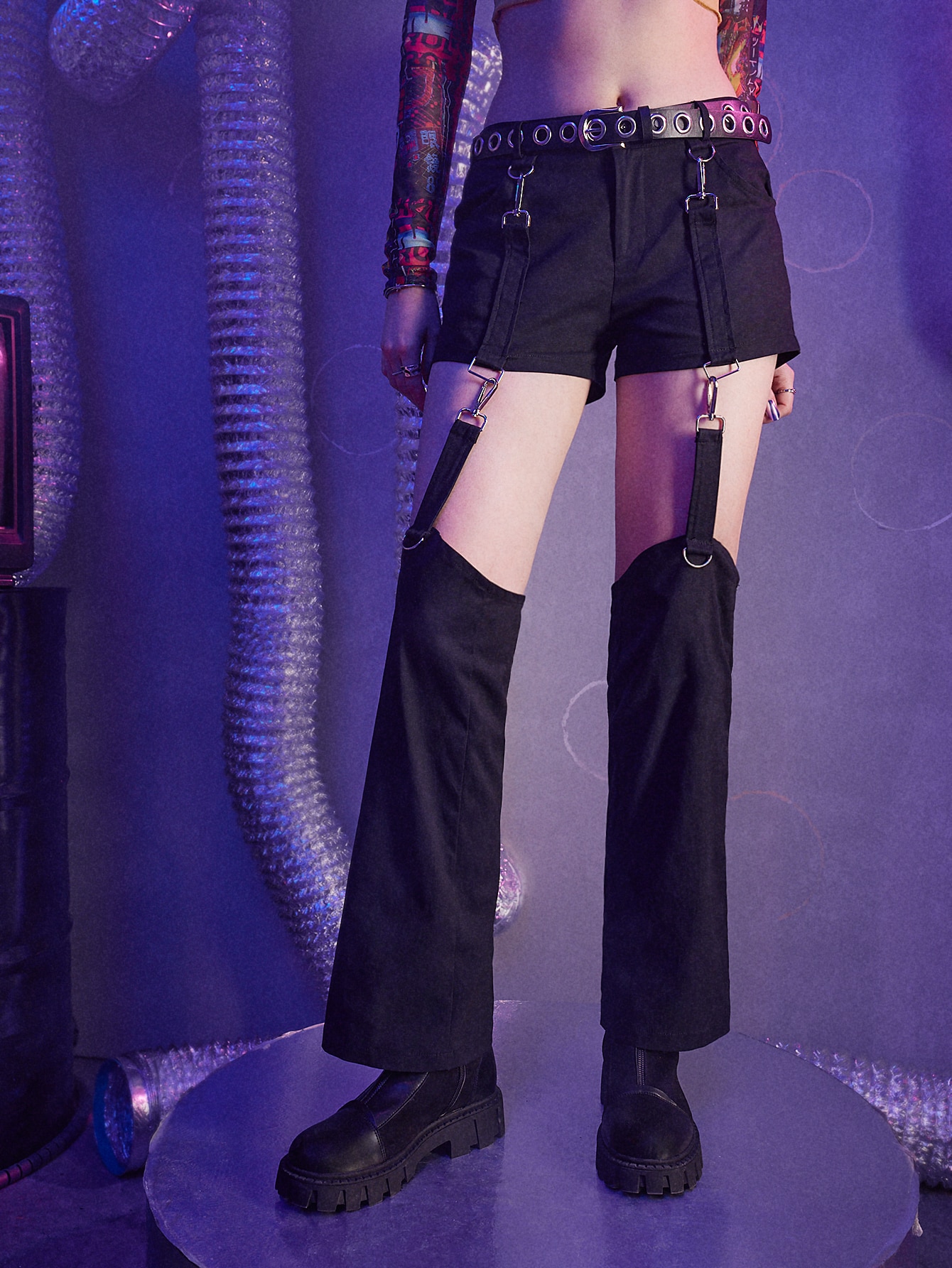 Romwe Street Life Solid Garter Pants Without Belt Shein Uk