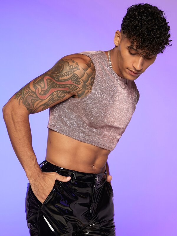 Manfinity Fever City Men Glitter Crop Tank Top | SHEIN USA