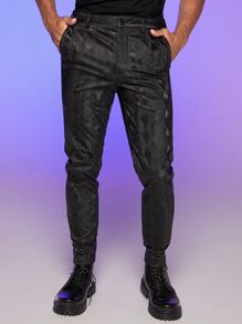FeverCity Men Snakeskin Print Slant Pocket Tailored Pants | SHEIN USA