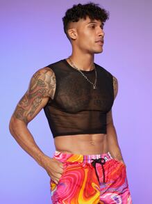 Manfinity Fever City Men Sheer Crop Mesh Top | SHEIN USA