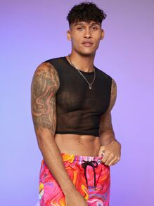 Manfinity Fever City Men Sheer Crop Mesh Top | SHEIN USA