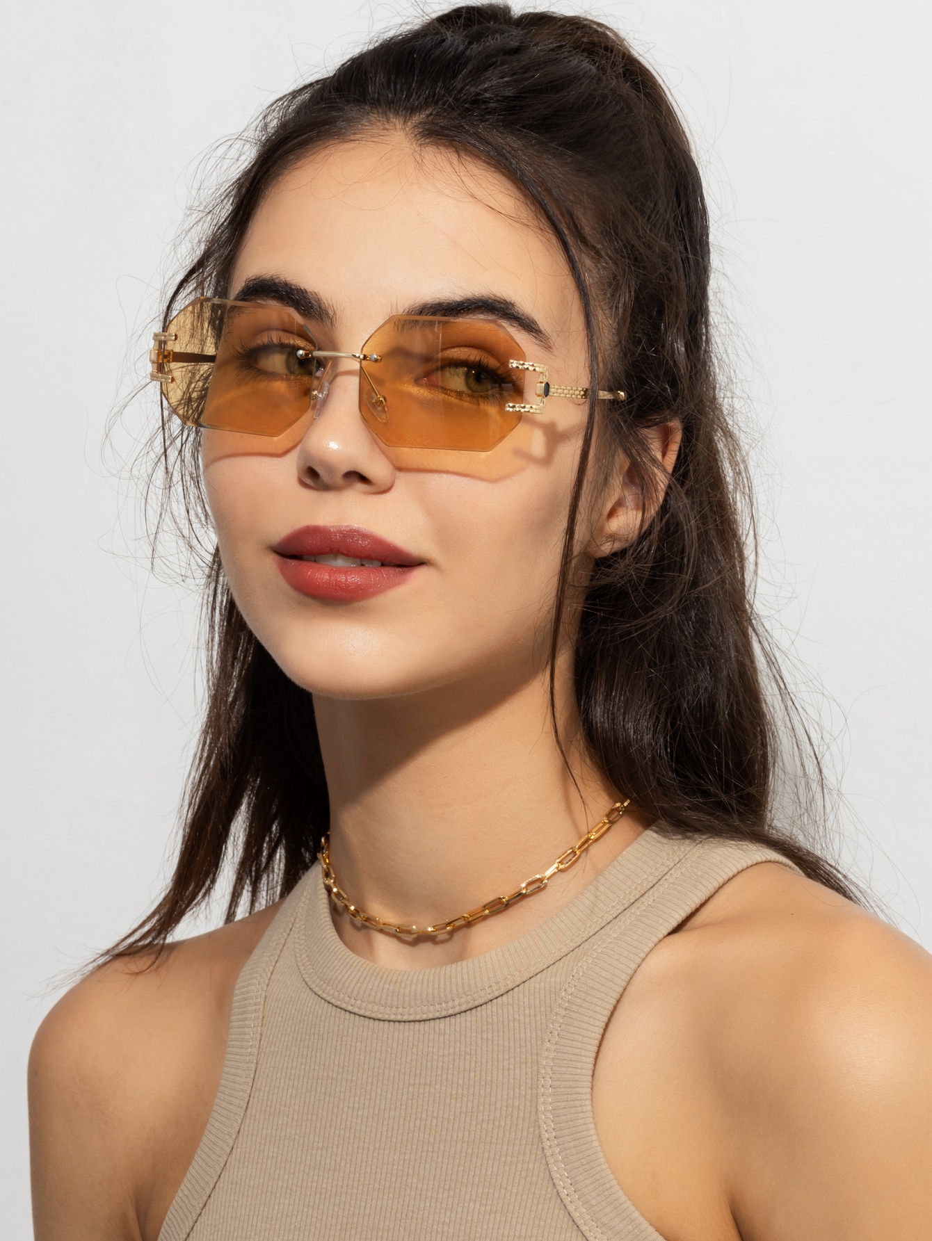 Geometric Rimless Fashion Glasses